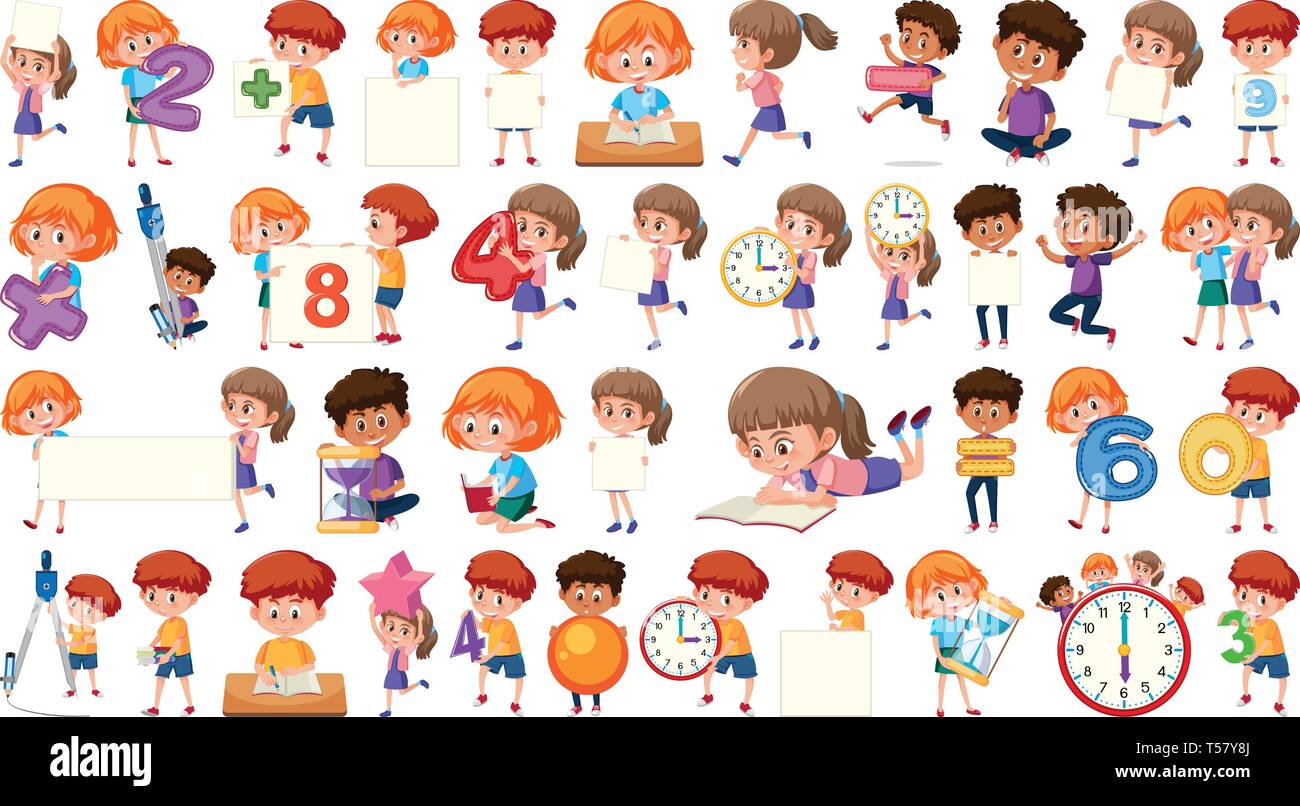 Set of mathematic kids character illustration Stock Vector Image & Art ...