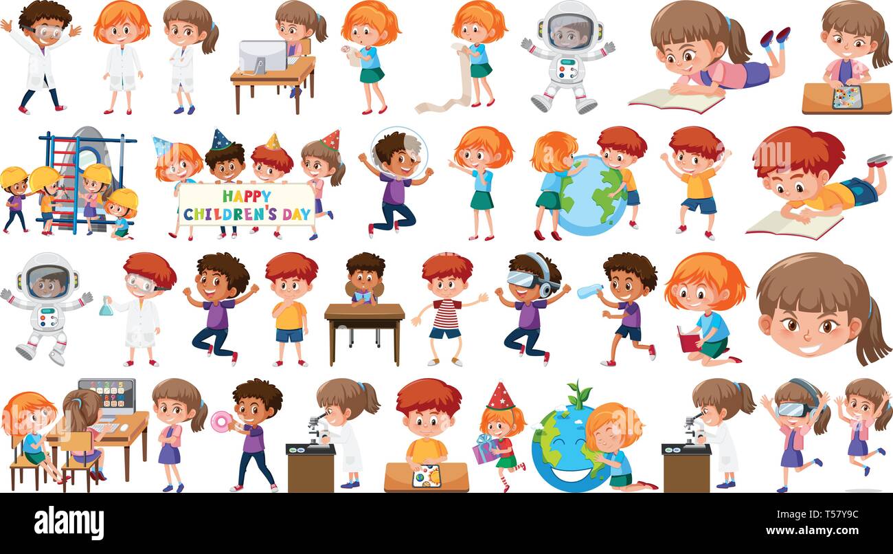 Set of learning kids illustration Stock Vector Image & Art - Alamy