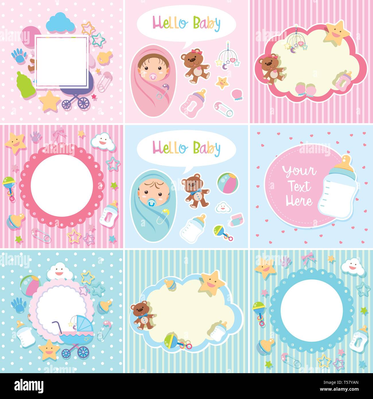 Set of cute baby border illustration Stock Vector Image & Art - Alamy