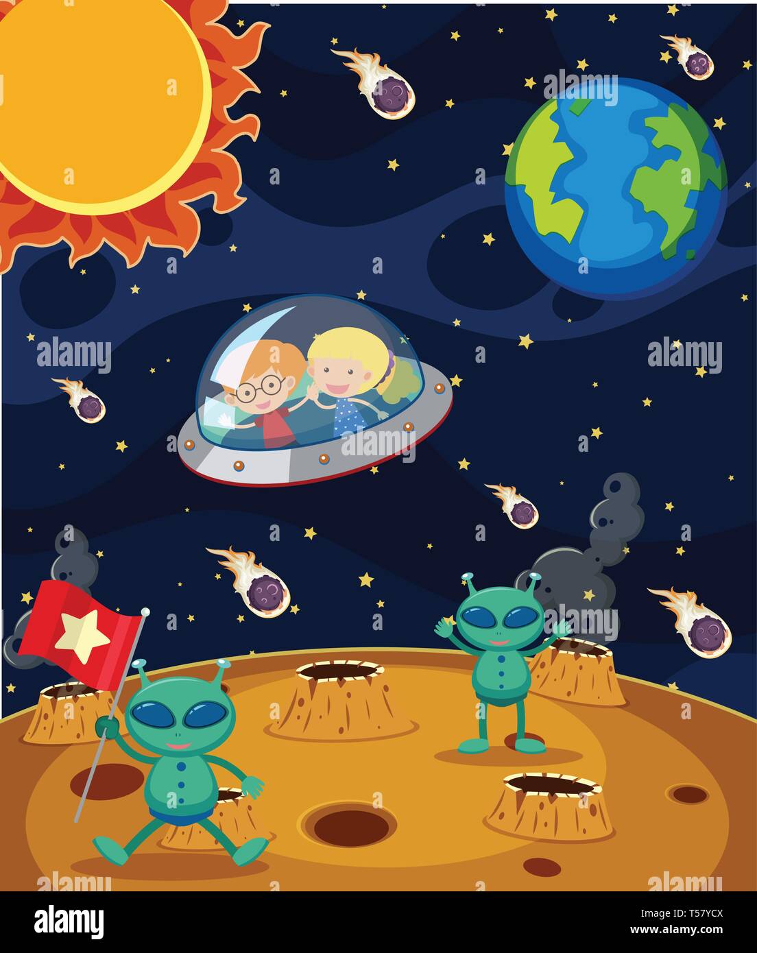 Children travel in space illustration Stock Vector Image & Art - Alamy
