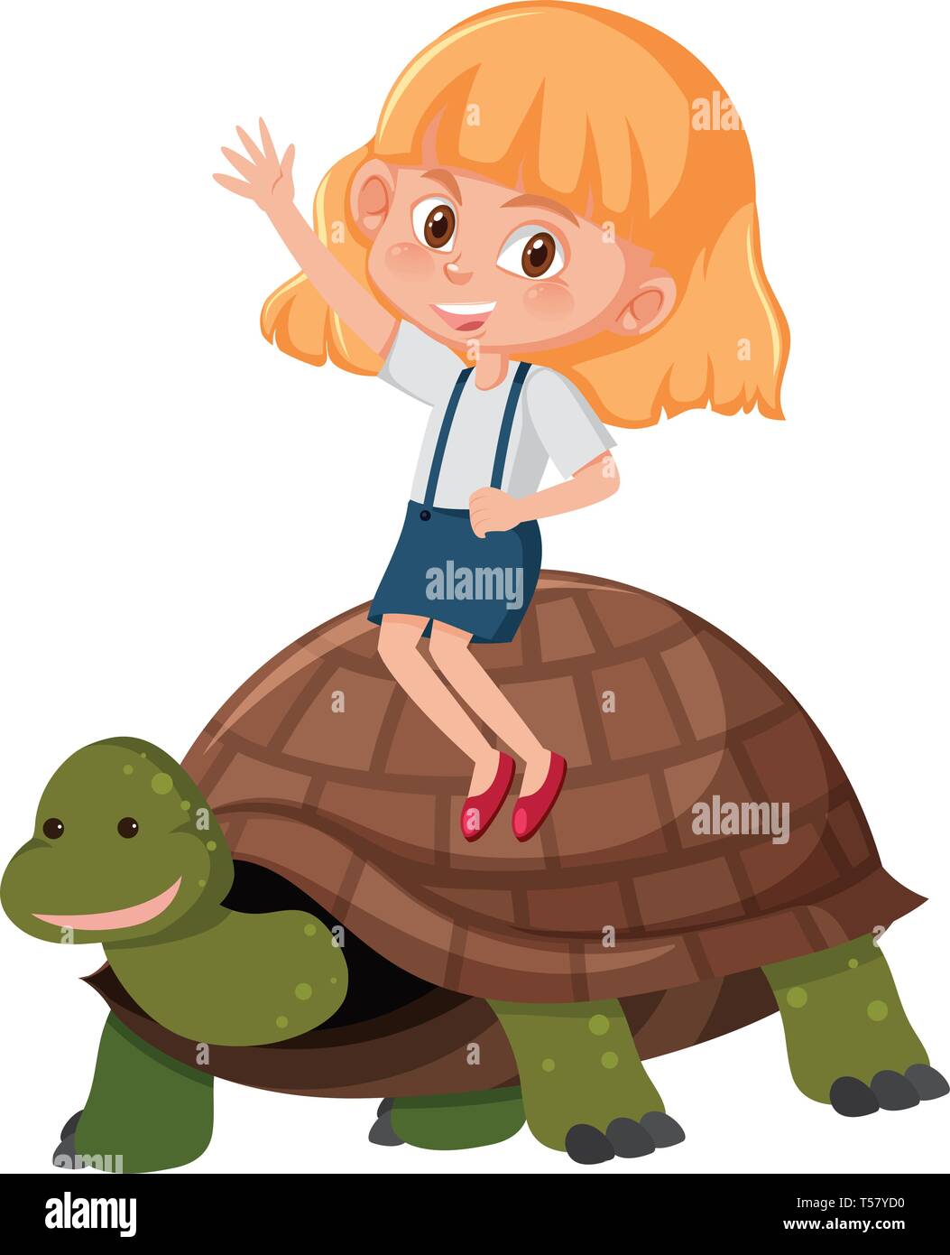 Girl riding a turtle illustration Stock Vector Image & Art - Alamy