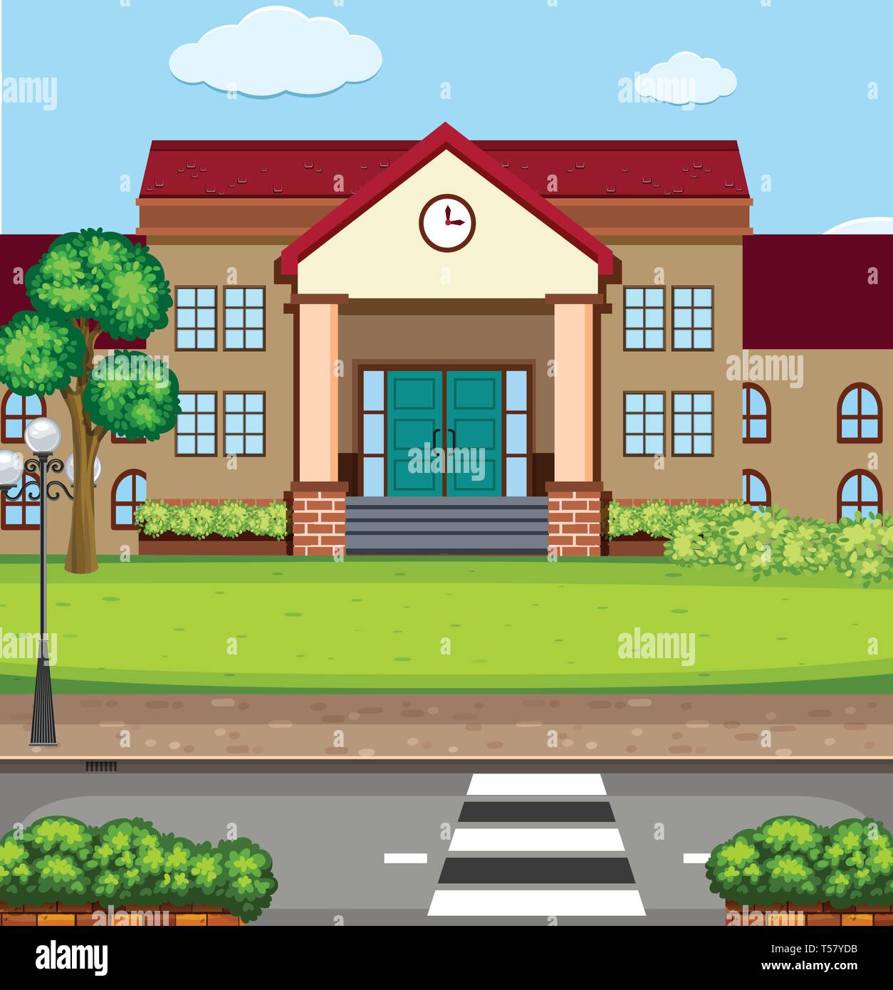 A school building scene illustration Stock Vector Image & Art - Alamy