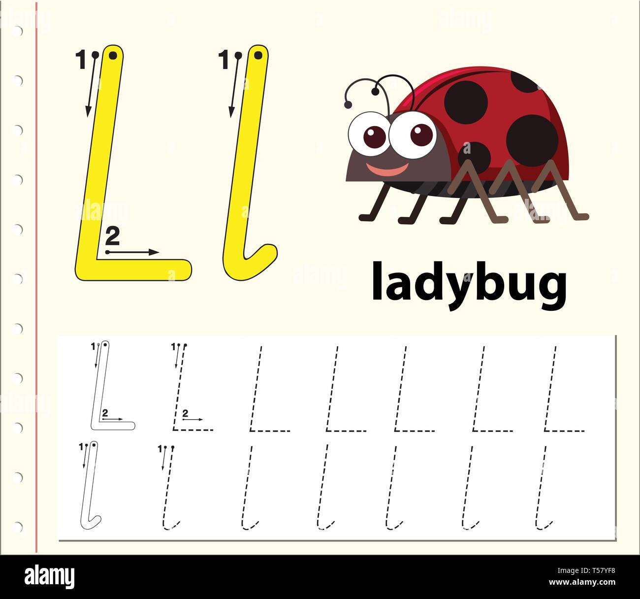 Letter L tracing alphabet worksheets illustration Stock Vector Image ...