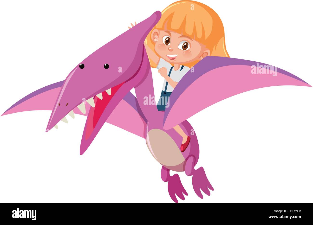 A girl riding dinosaur illustration Stock Vector Image & Art - Alamy