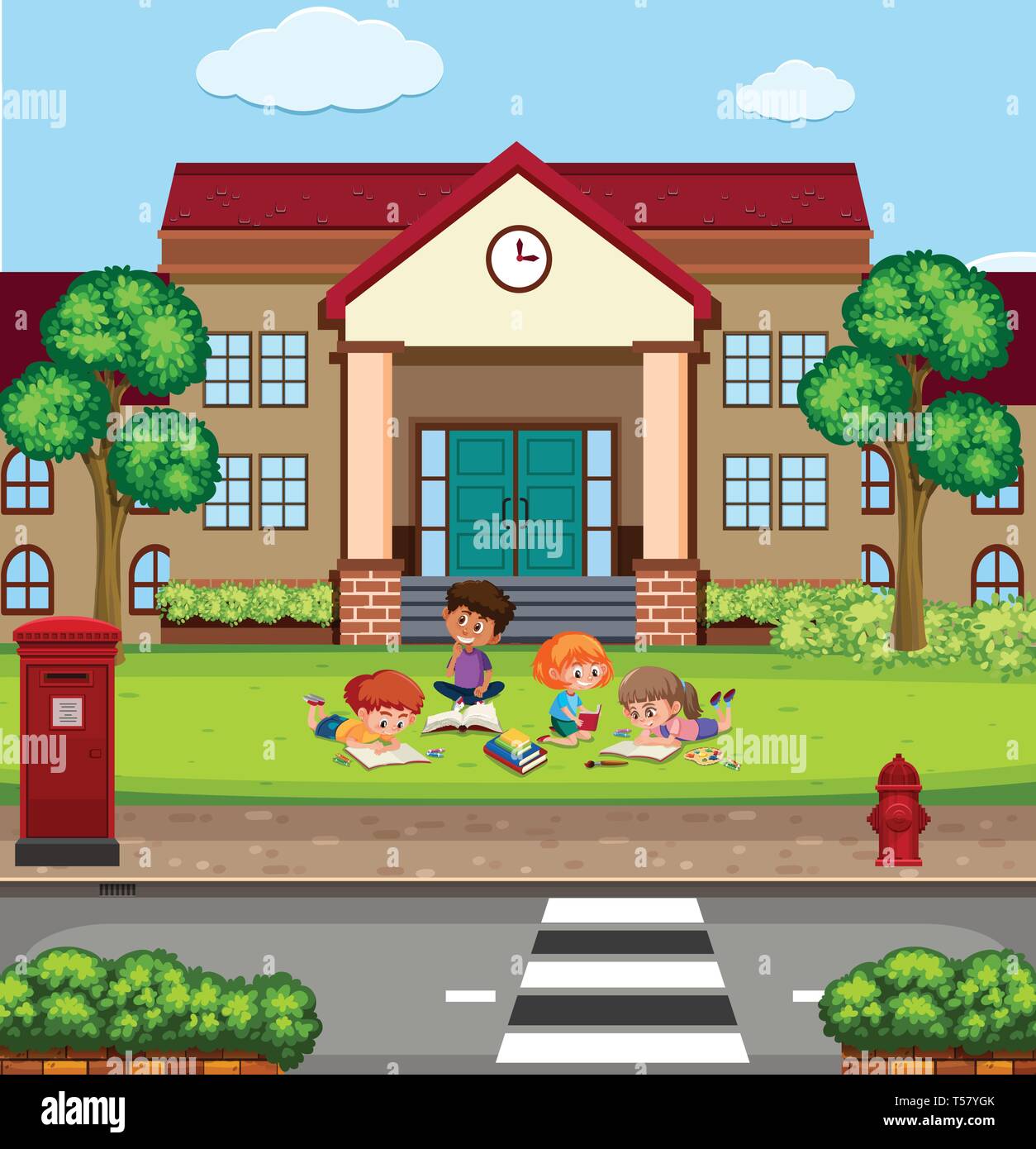 Students at the school illustration Stock Vector Image & Art - Alamy
