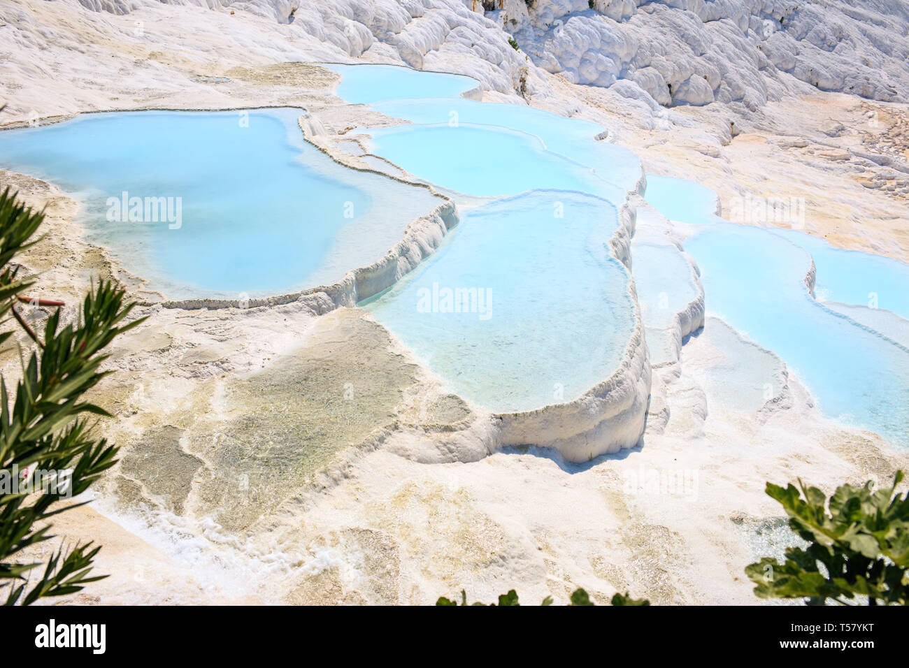 Travertines with turquoise water in Pamukkale, Turkey Stock Photo - Alamy