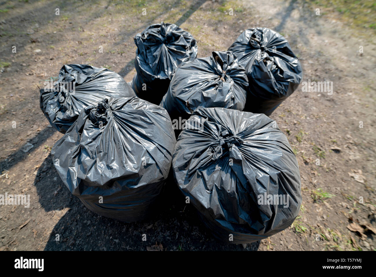 Pile black garbage bags hi-res stock photography and images - Alamy