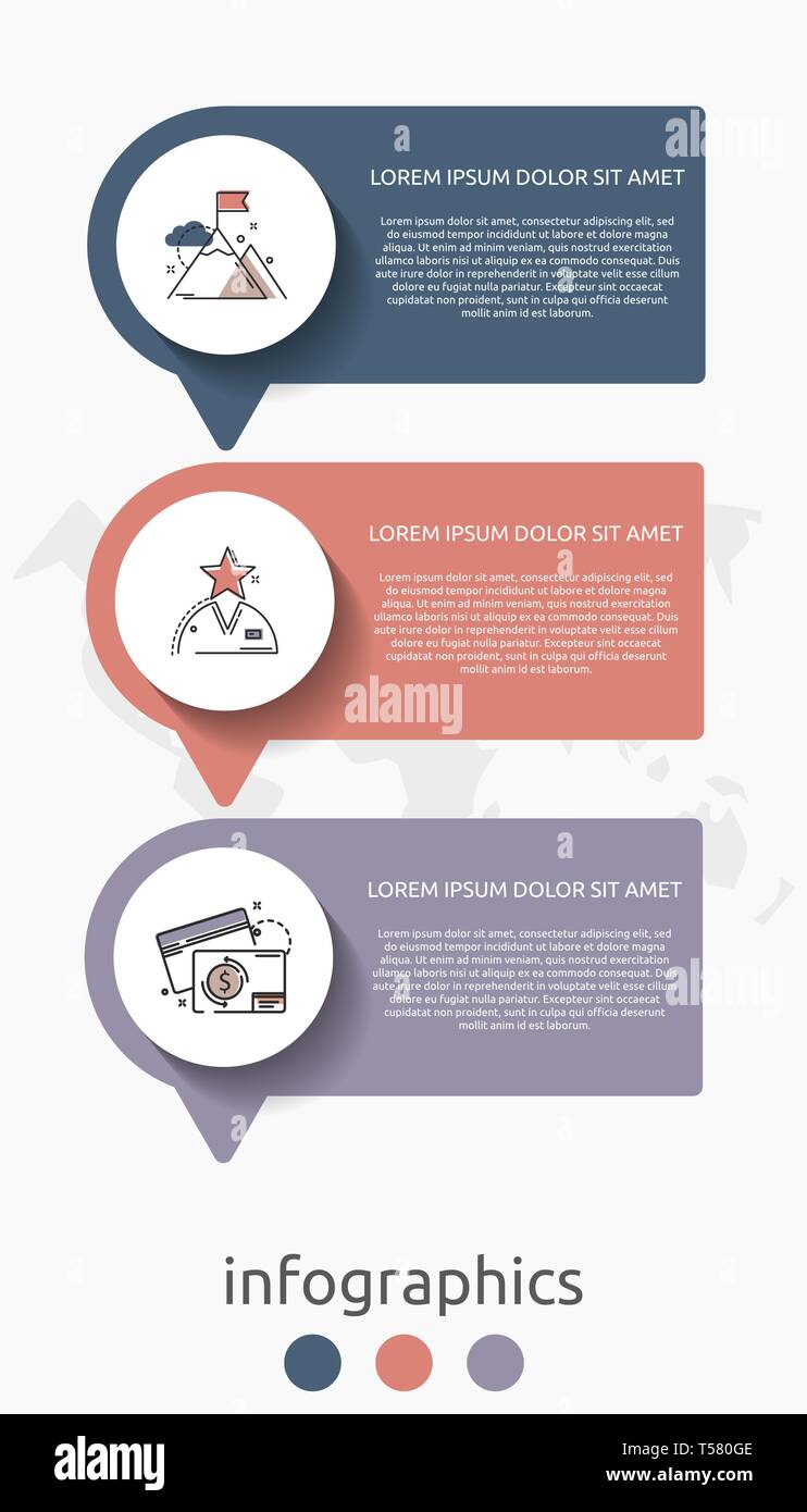 Vector infographic flat template circles for three label, diagram, graph, presentation. Business ...