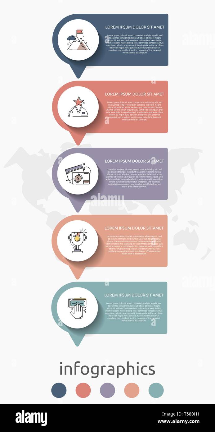 Vector infographic flat template circles for five label, diagram, graph, presentation. Business ...