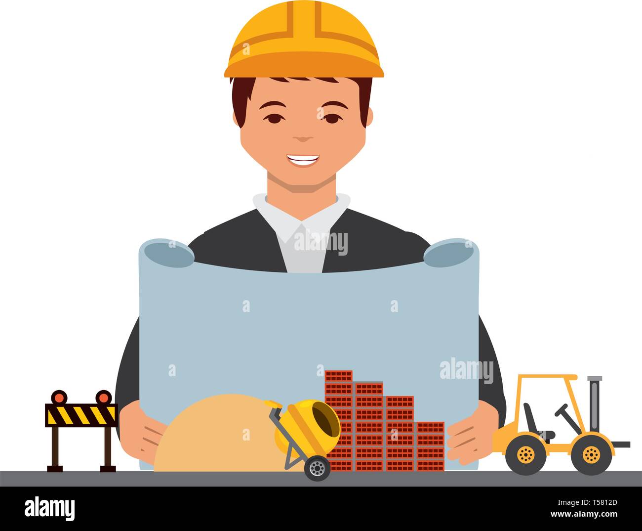architect man with blueprint construction Stock Vector Image & Art - Alamy