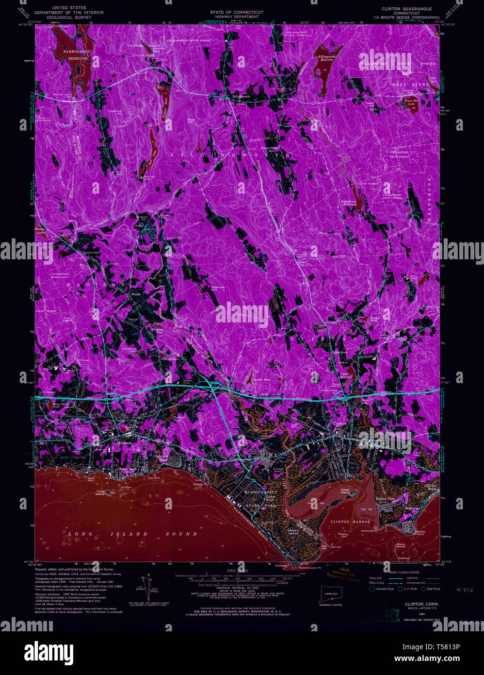 USGS TOPO Map Connecticut CT Clinton 330490 1961 24000 Inverted ...