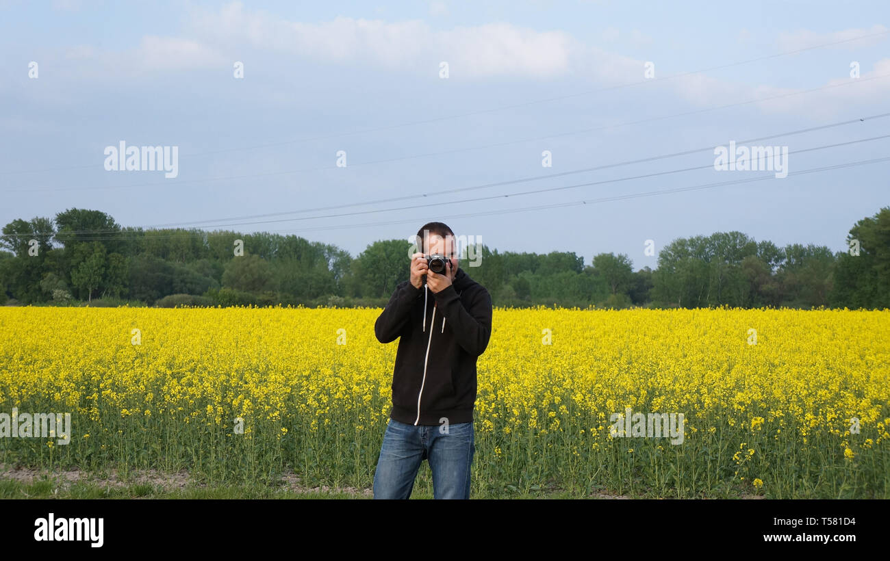 Nagybajcs Hungary 05 01 2017 a photographer photographing the landscape ...