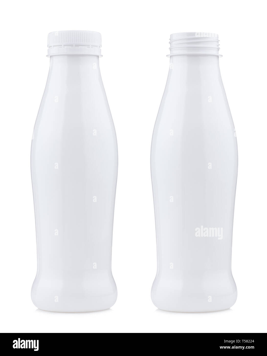 Plastic bottle closed and open, isolated on white background Stock ...