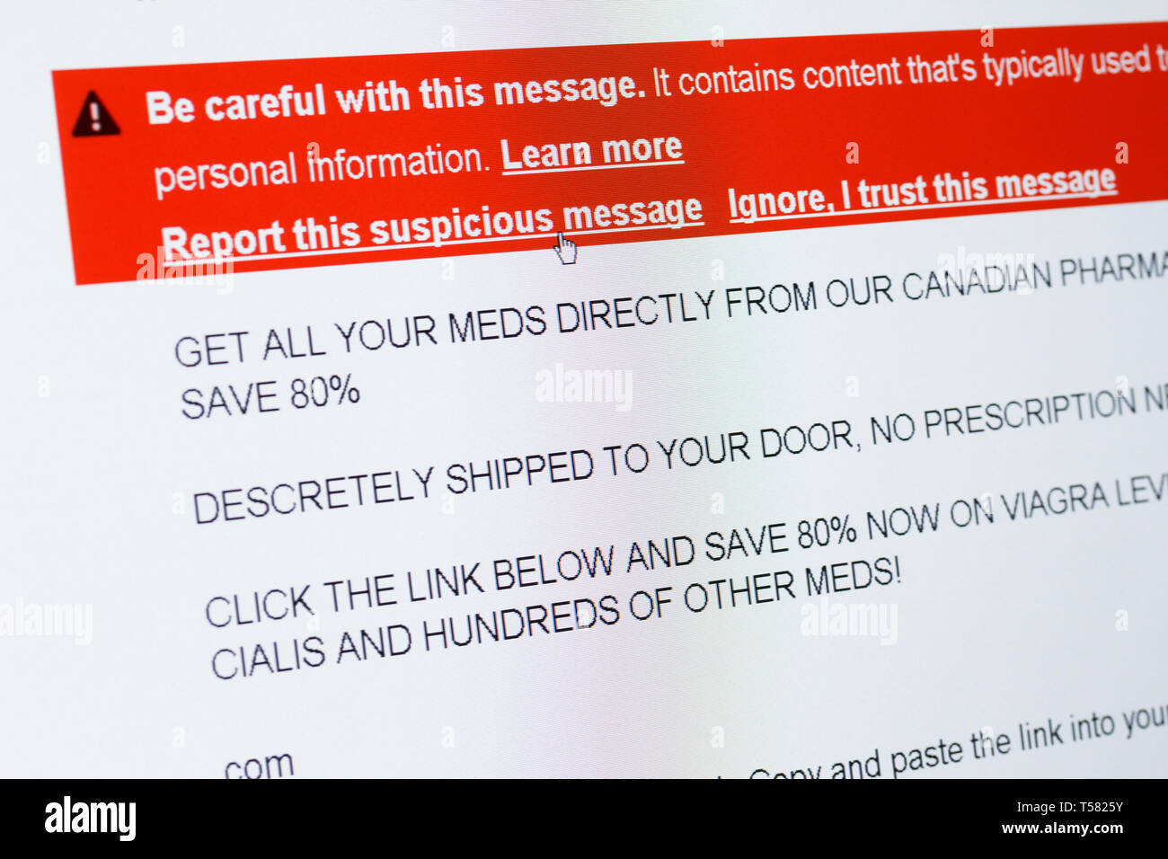 KIEV, UKRAINE - July 13: Warning about spam email message in Google ...