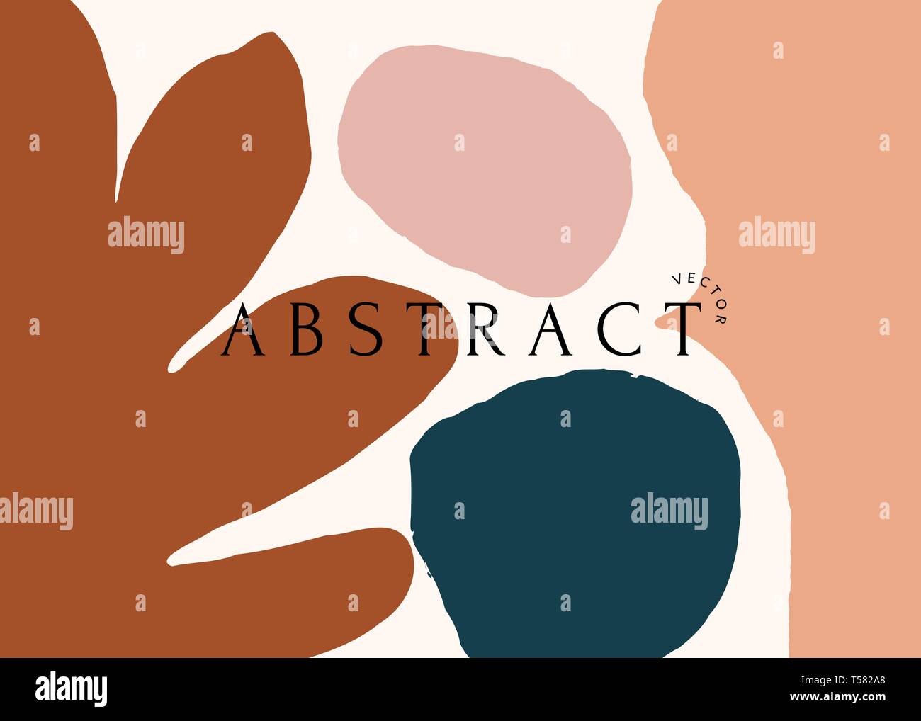 Modern abstract art design with organic shapes in trendy warm colors ...