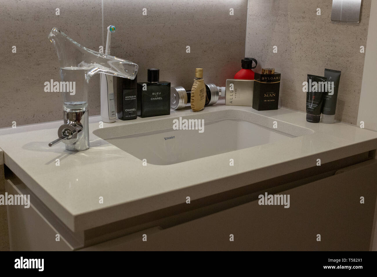 Bathroom shelf and sink Stock Photo - Alamy