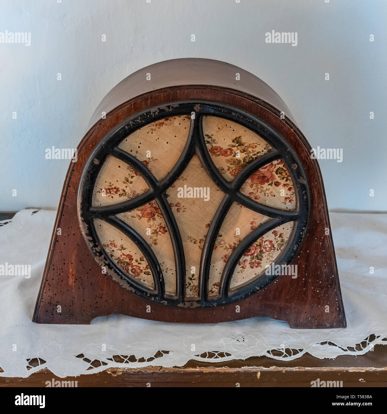 antique intercom used in the kitchens of a historic residence, dark ...