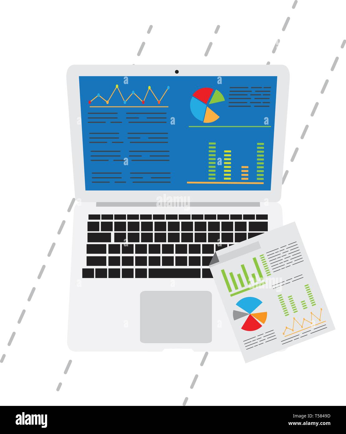 Business report with a laptop Stock Vector Image & Art - Alamy