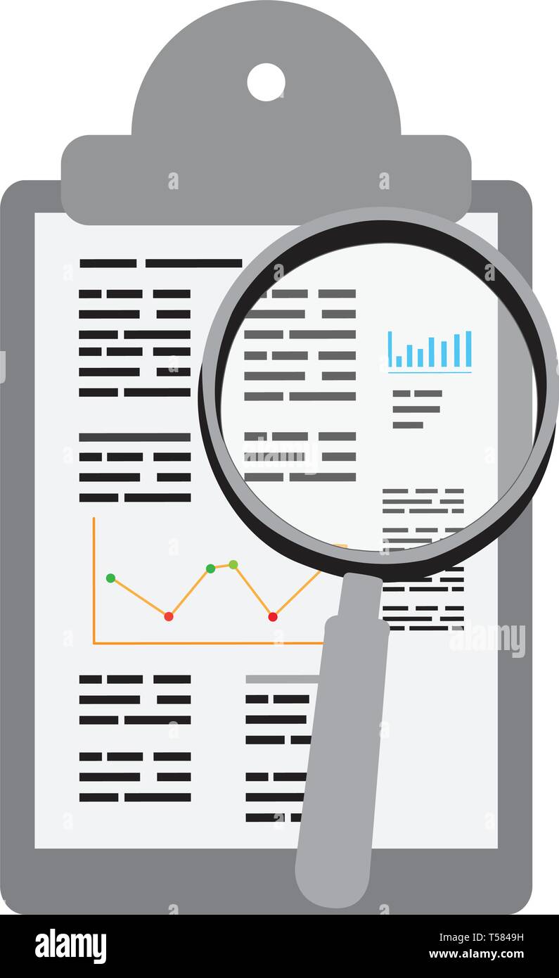 Business report with a magnifying glass Stock Vector Image & Art - Alamy