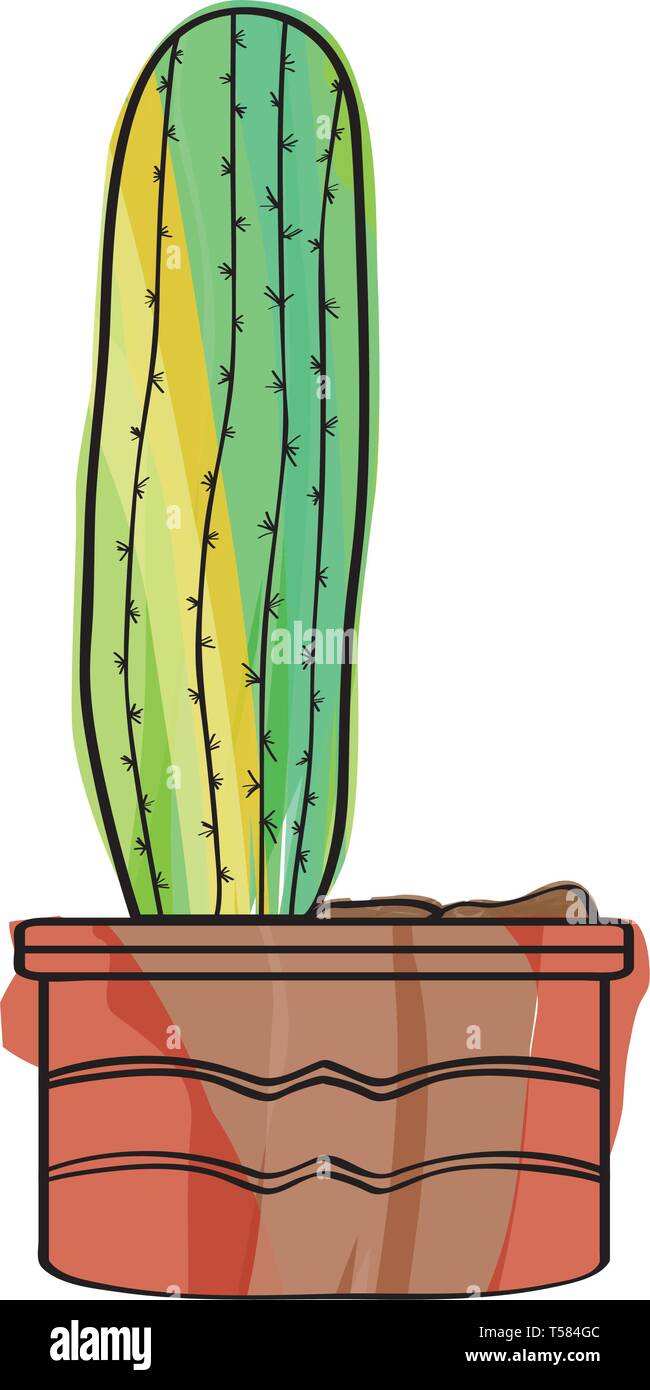 Watercolor cactus in a pot plant Stock Vector Image & Art - Alamy