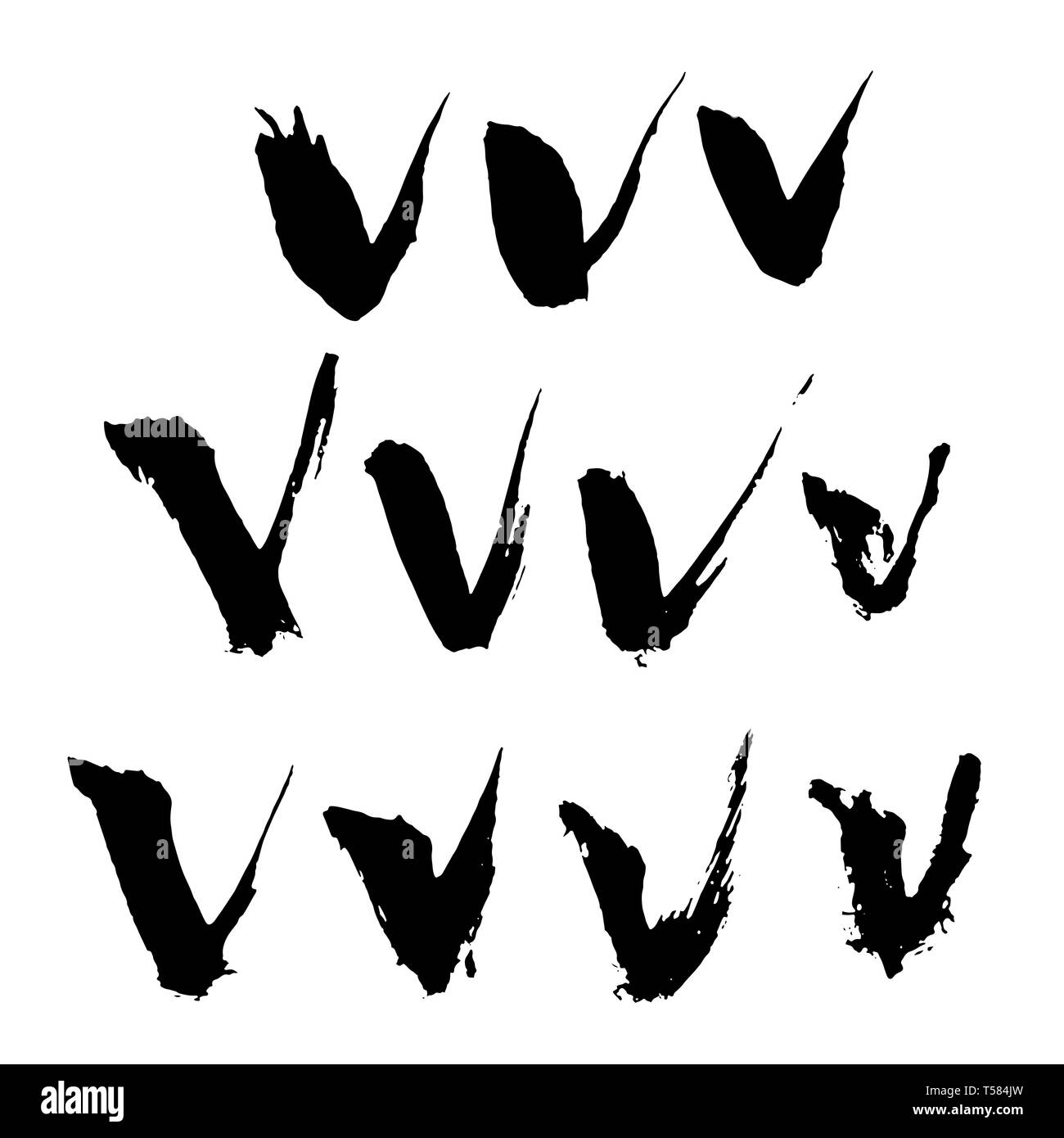 Check mark set. Brush dry collection. Vector illustration Stock Vector ...