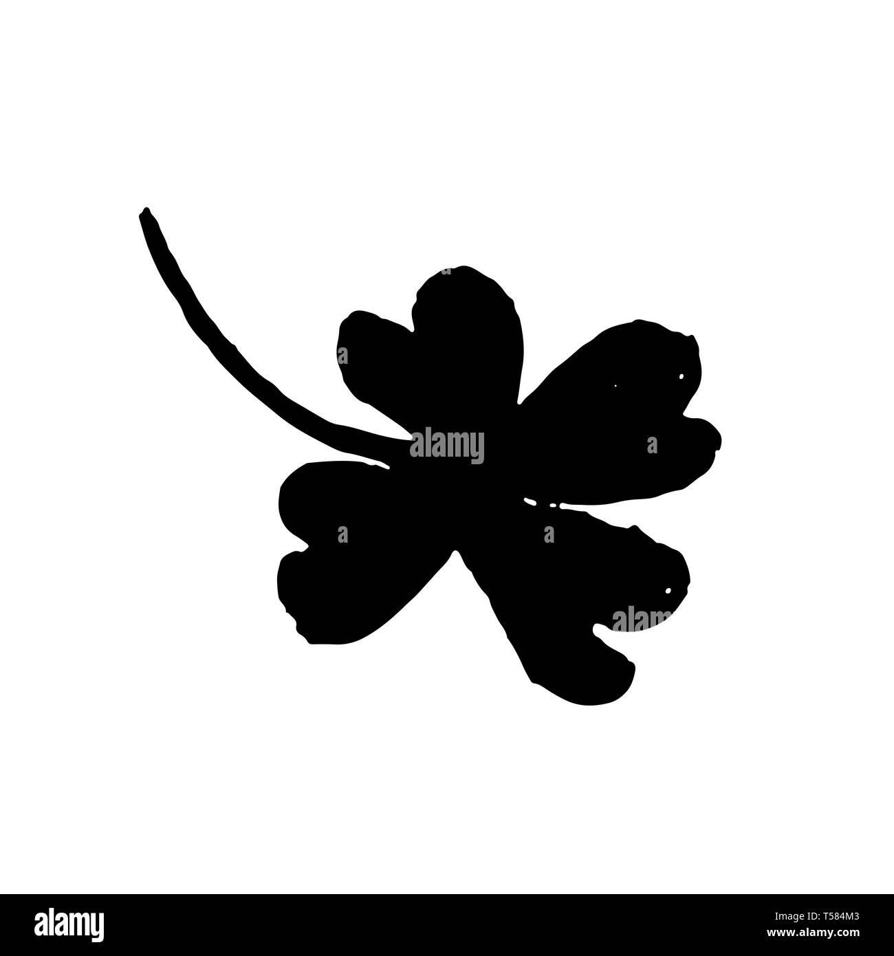 Clover icon. Grunge vector dry brush illustration Stock Vector Image ...