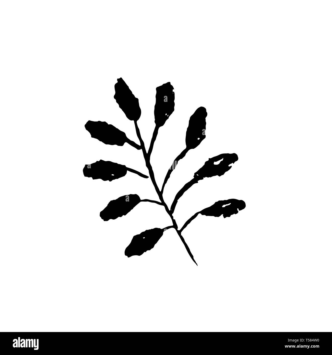 Leaf icon. Grunge vector dry brush illustration Stock Vector Image ...
