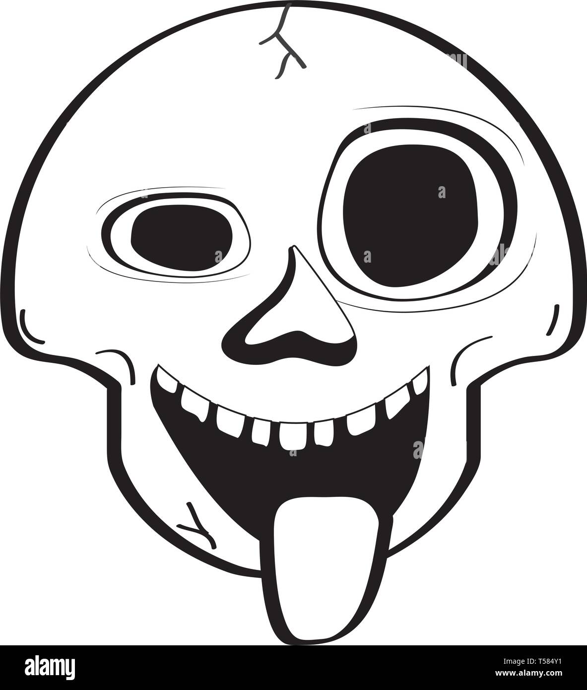 Happy and crazy head skull cartoon Stock Vector Image & Art - Alamy