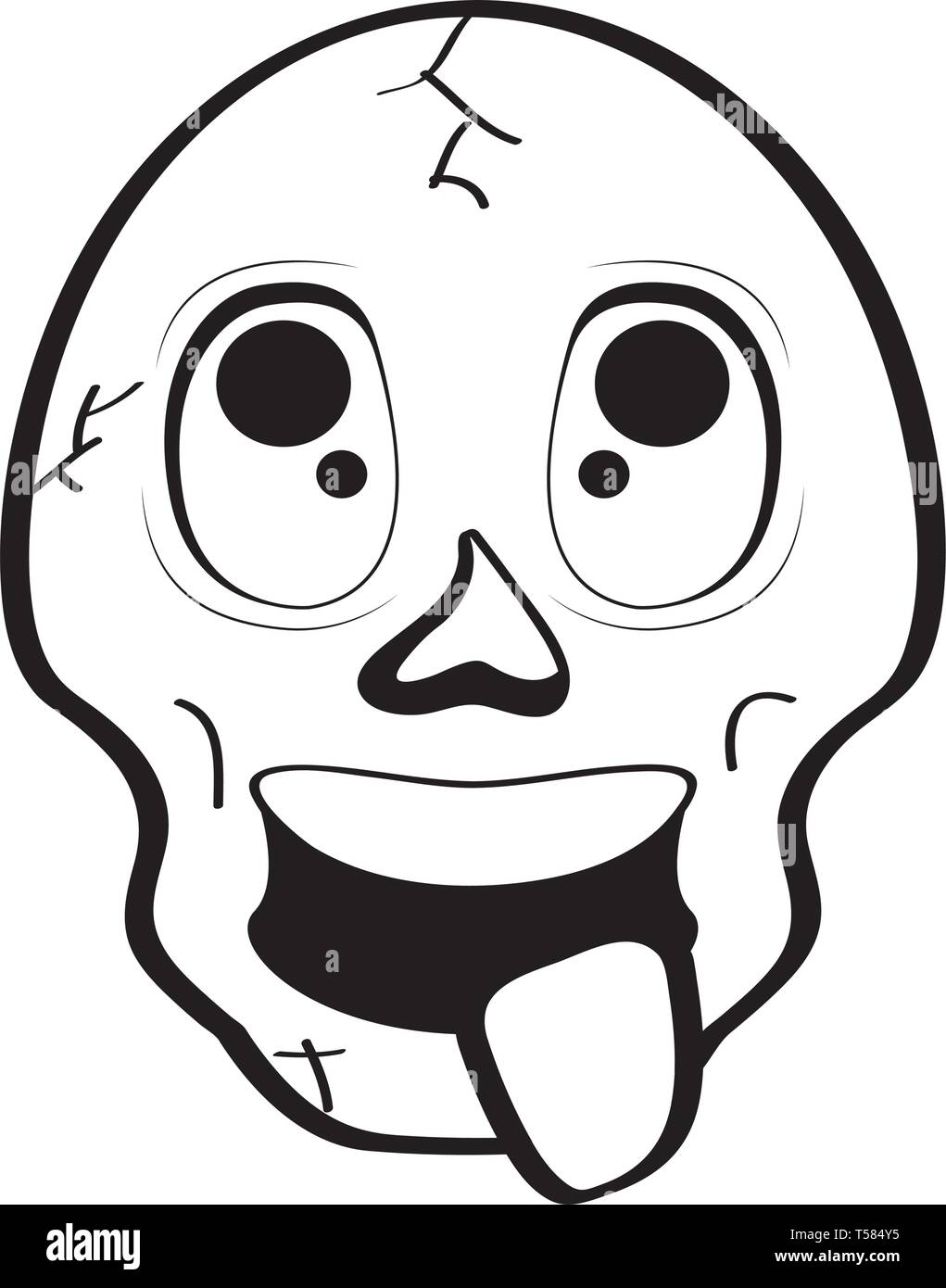 Happy and crazy head skull cartoon Stock Vector Image & Art - Alamy