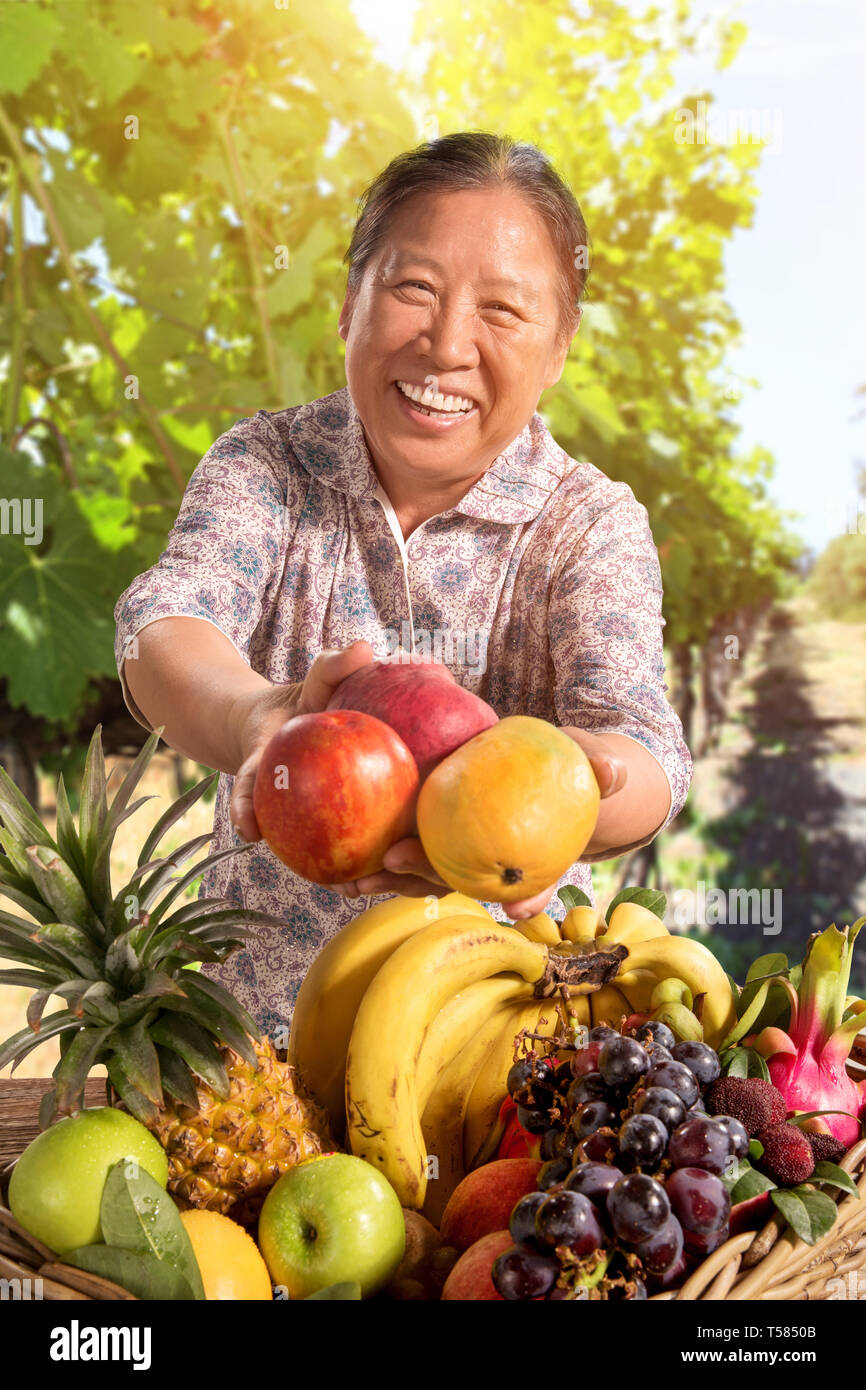 The old farmer to produce their own fruit Stock Photo - Alamy