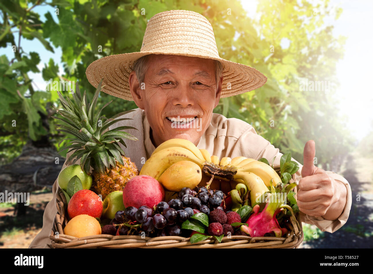 The old farmer to produce their own fruit Stock Photo - Alamy
