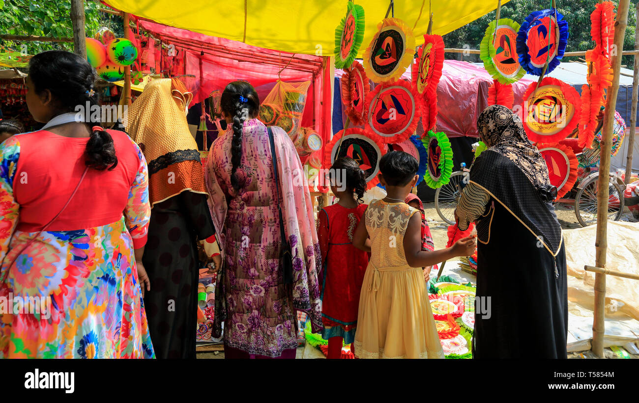 Traditional had fans at a stall in Bou Mela, an ancient rural fair at ...