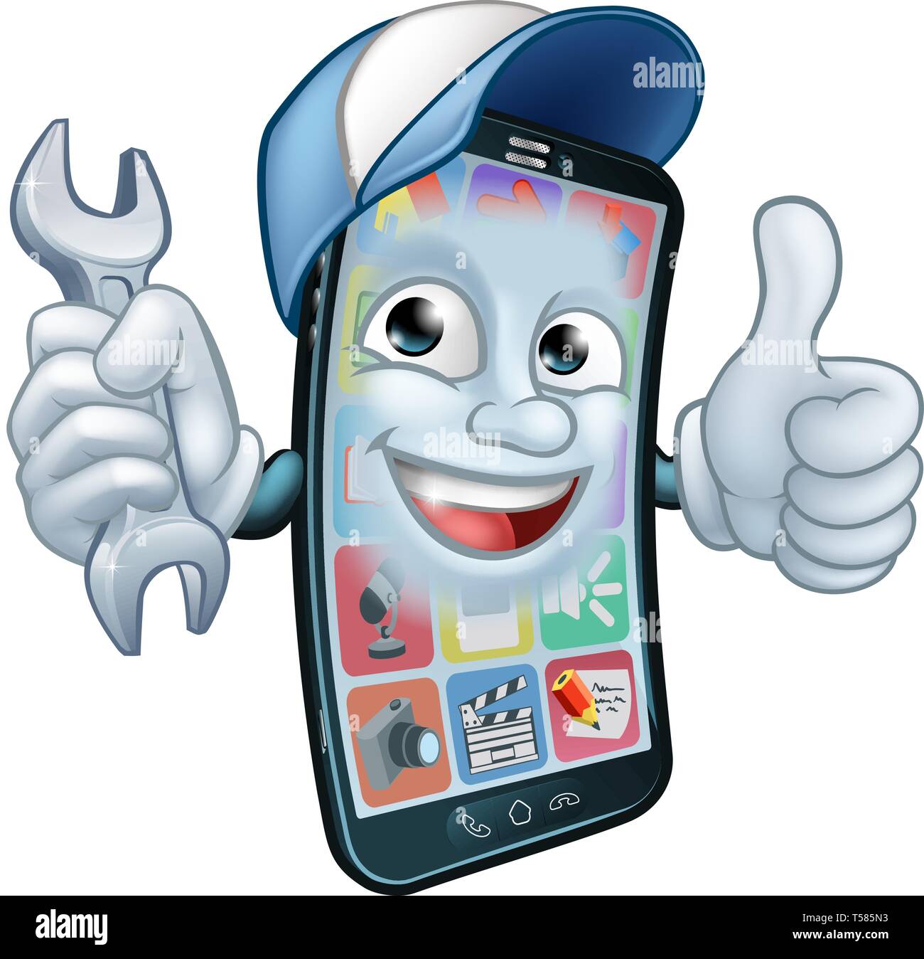 Holding Smartphone Smiling Emoji Stock Vector Images Alamy