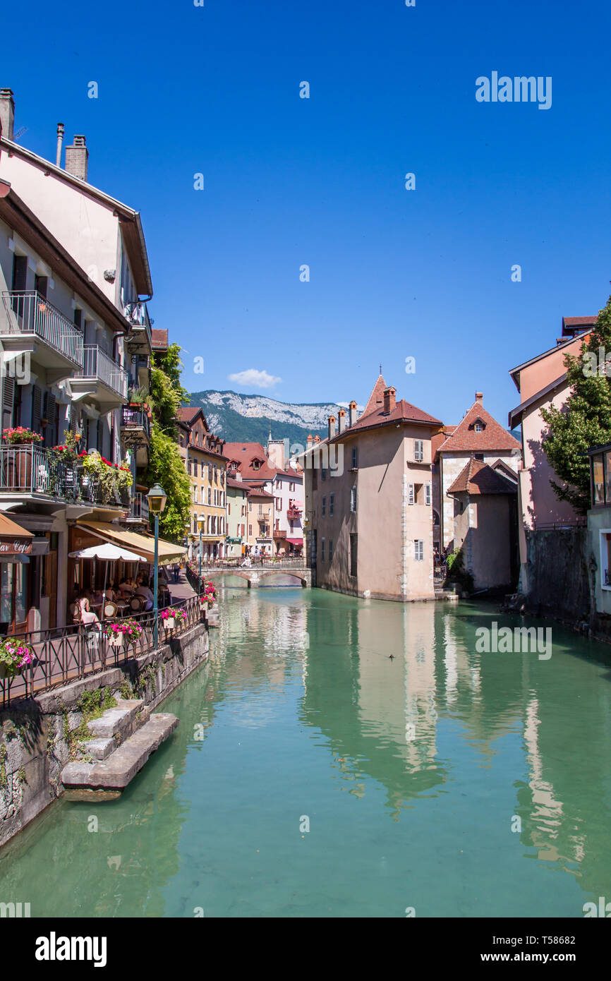 Annecy Canal and Streets on a Sunny Summer Day with Blue Sky Stock ...