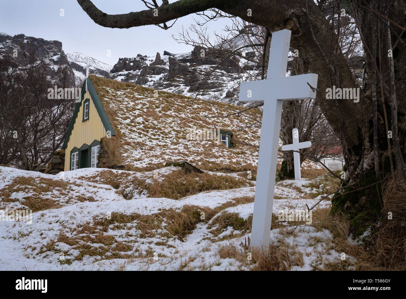 Old church of the village Hof during winter, Iceland Stock Photo - Alamy