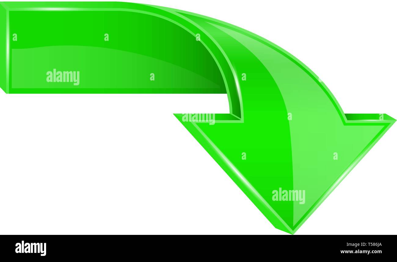 Green down 3d arrow Stock Vector Image & Art - Alamy