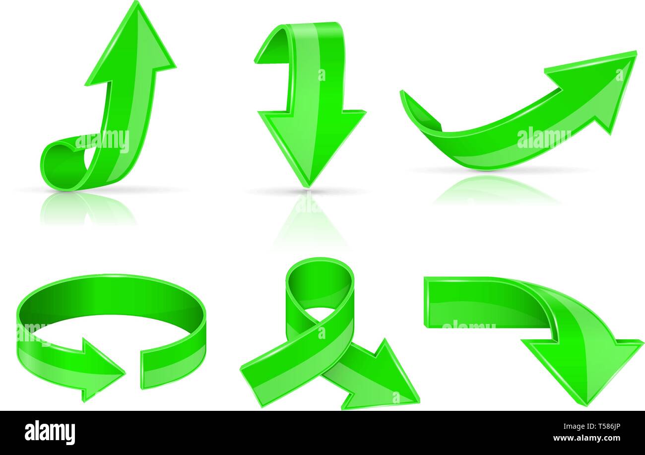 Arrows. Green shiny signs Stock Vector Image & Art - Alamy