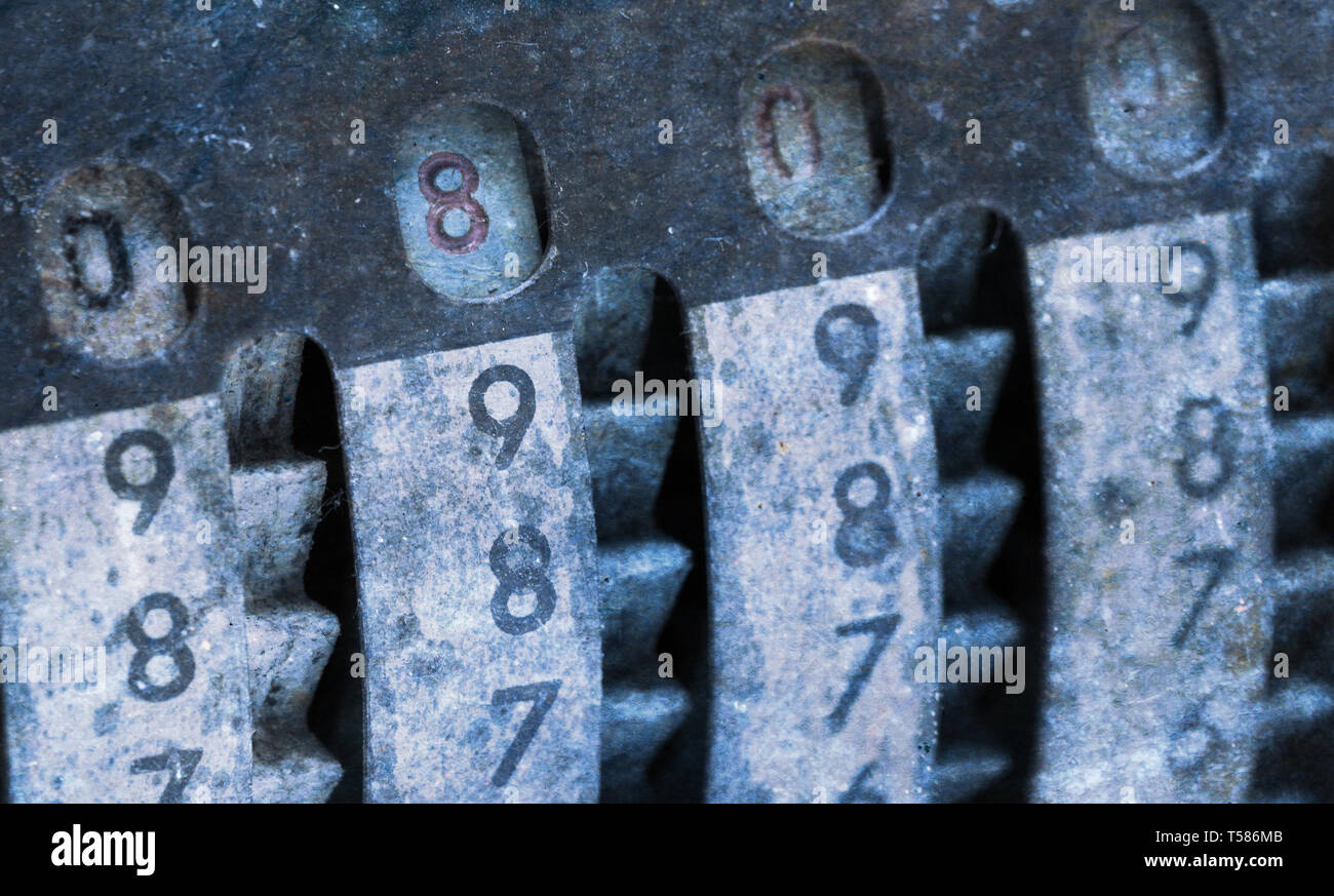 Vintage manual adding machine isolated on white, selective focus - 800 ...