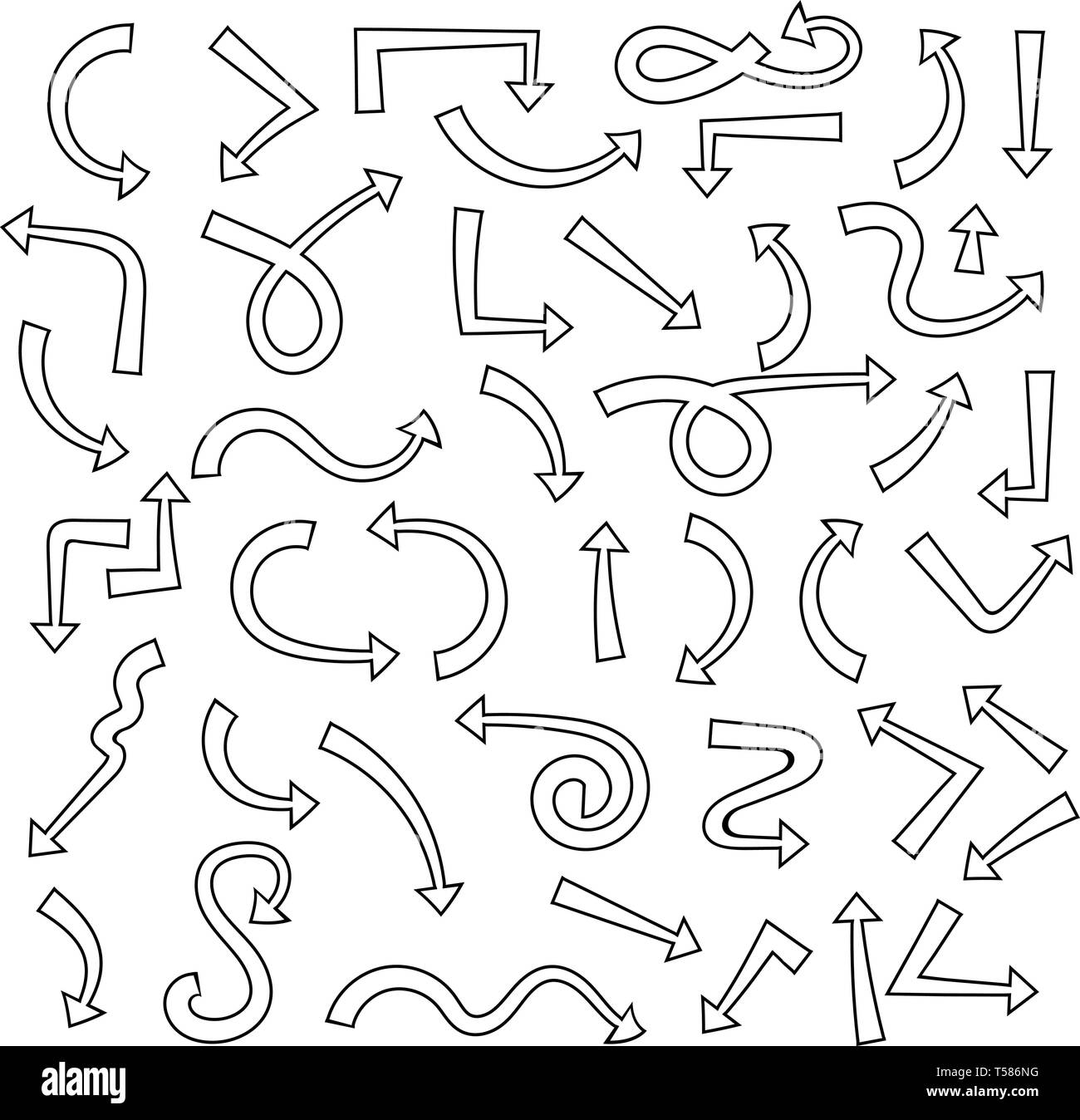 Outline arrows. Set of curved icons Stock Vector Image & Art - Alamy