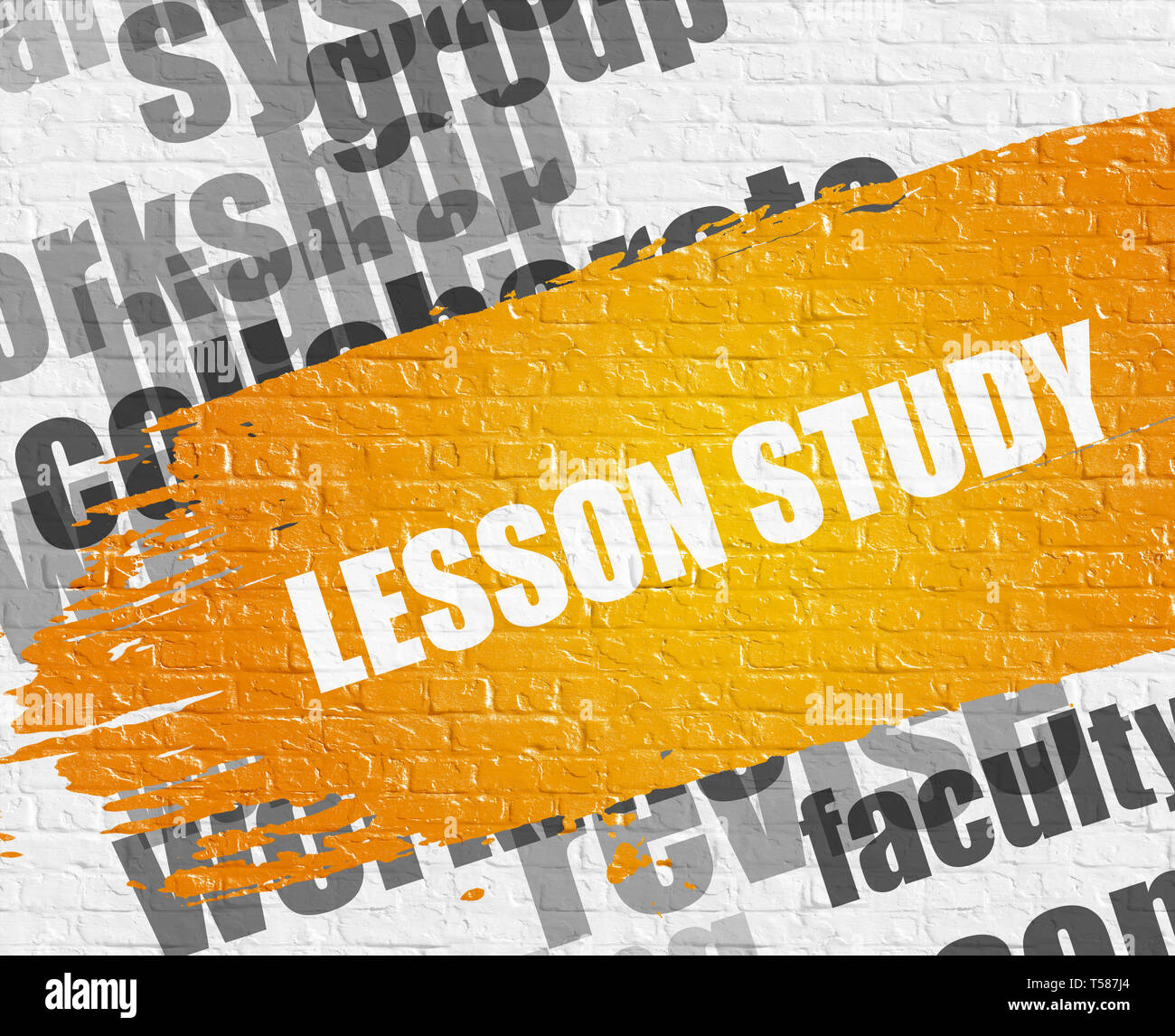 Lesson Study on the White Brick Wall Stock Photo - Alamy