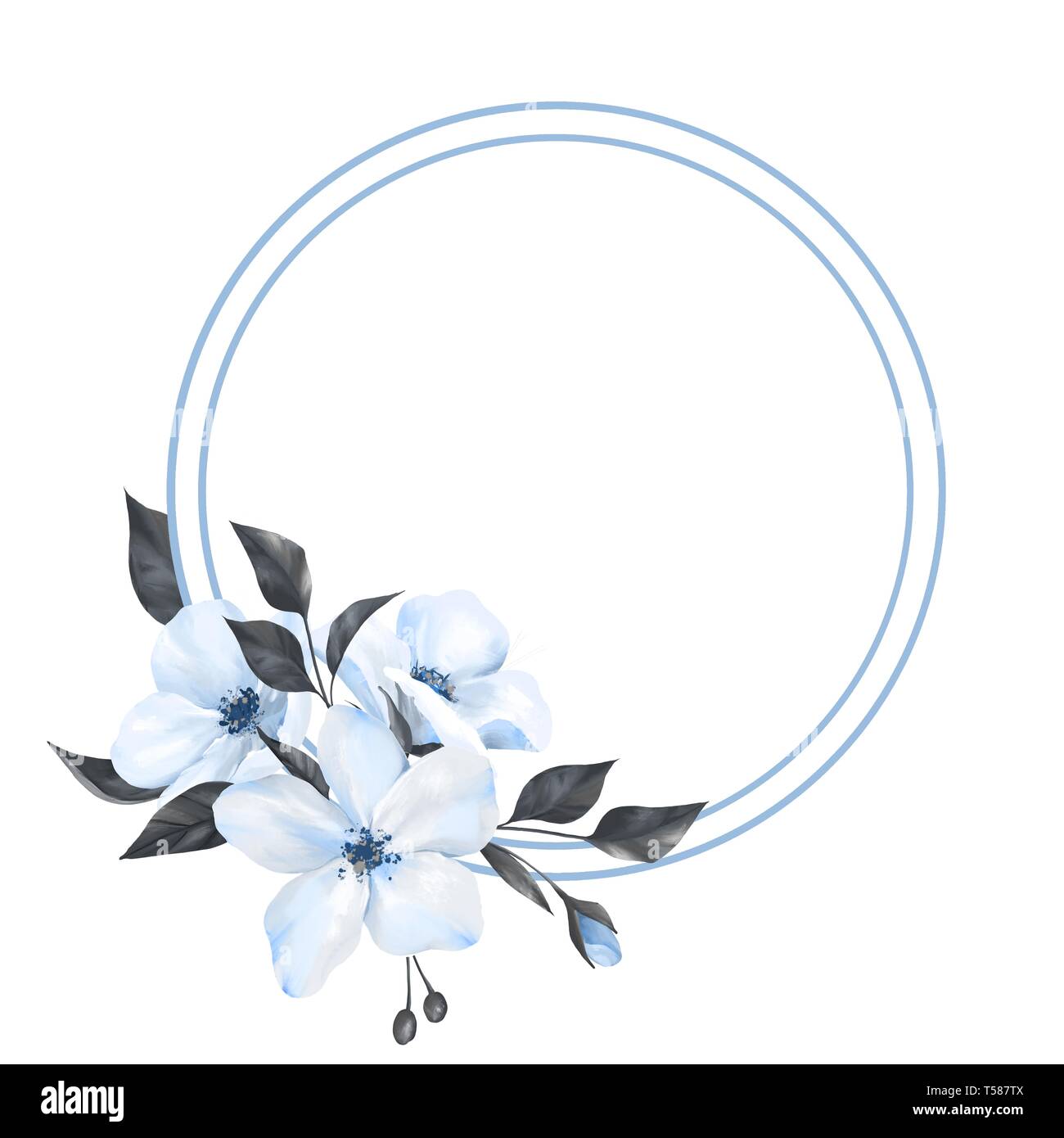 Floral frame with decorative flowers Stock Photo - Alamy