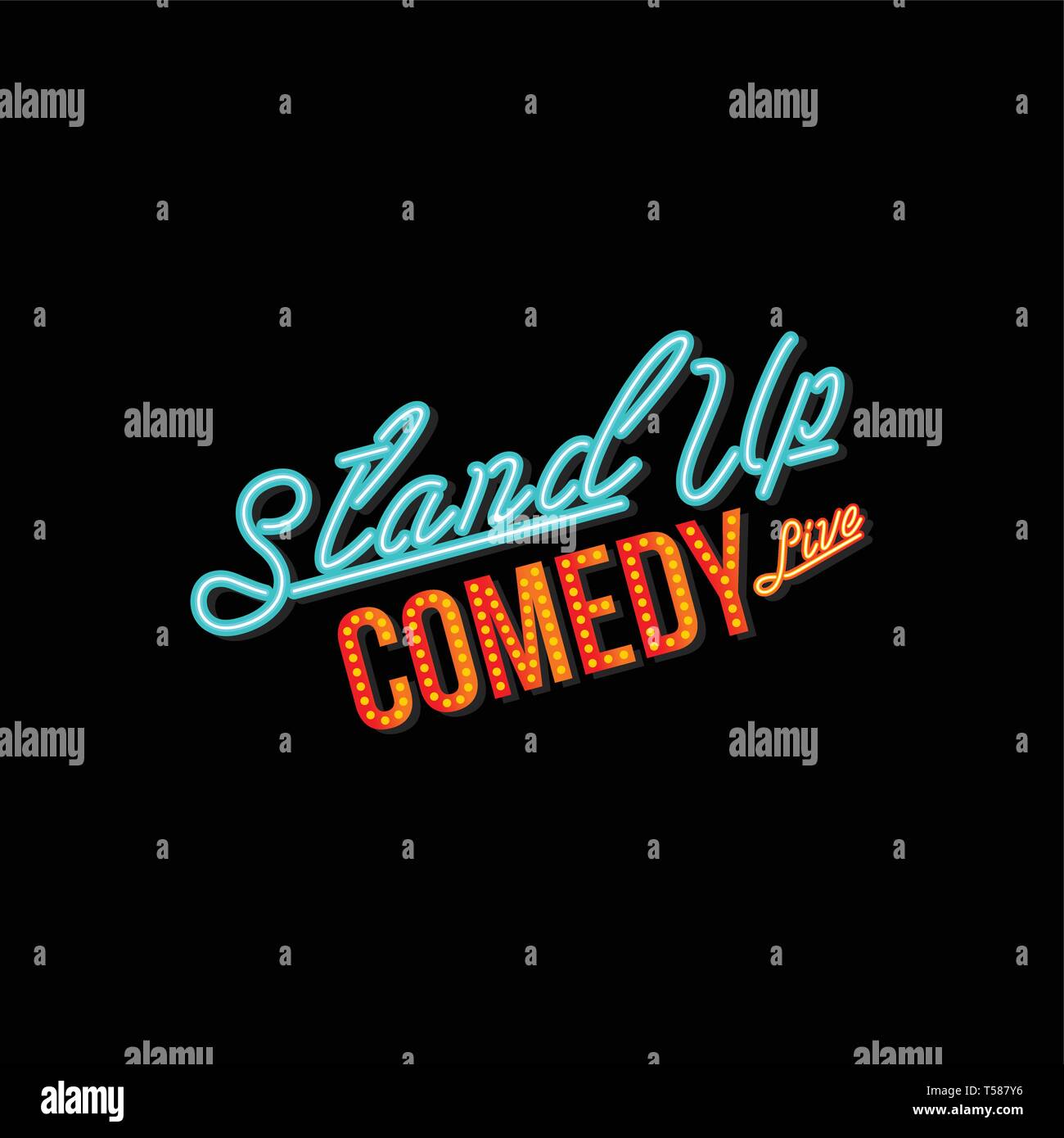 stand up comedy cartoon theme vector art illustration Stock Vector ...