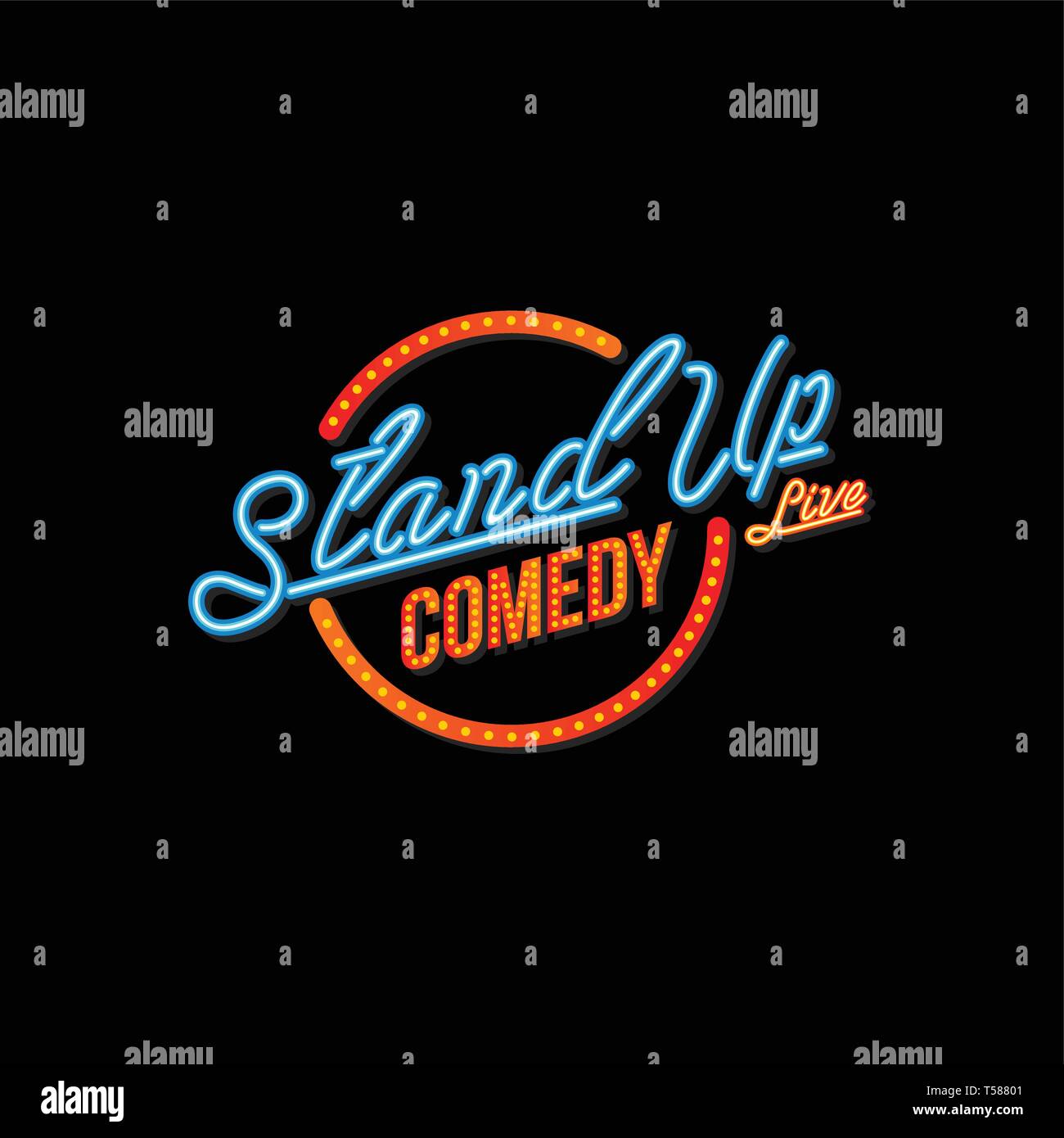 stand up comedy cartoon theme vector art illustration Stock Vector ...