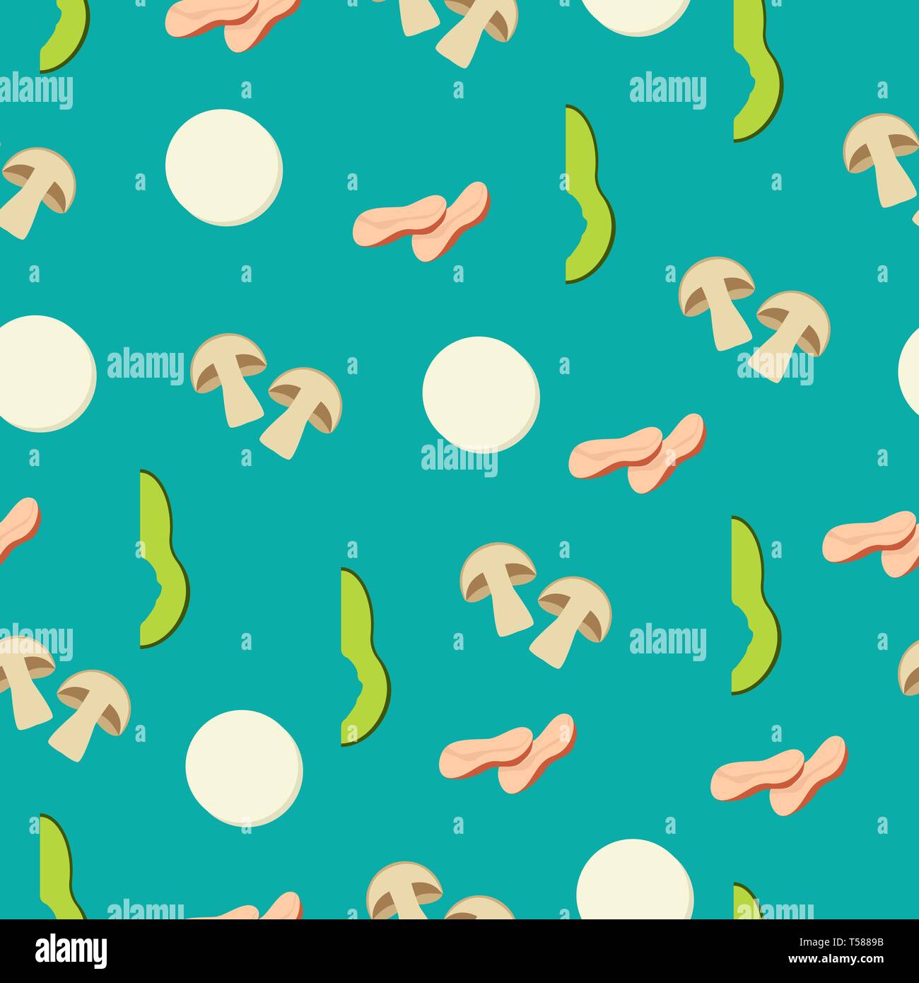 Seamless food pattern. Flat food seamless pattern. Flat food. Vector ...