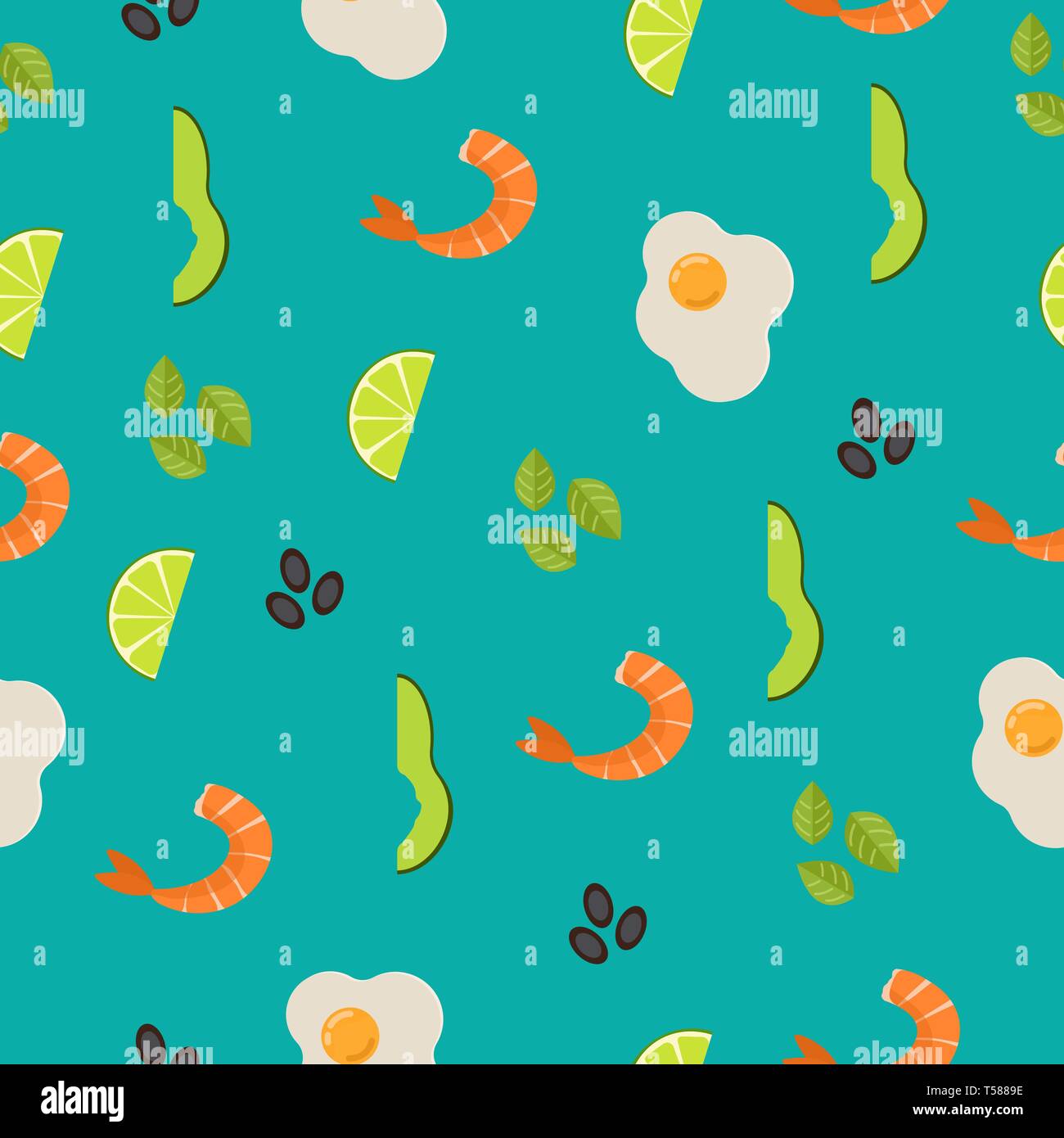 Seamless food pattern. Flat food seamless pattern. Flat food. Vector ...