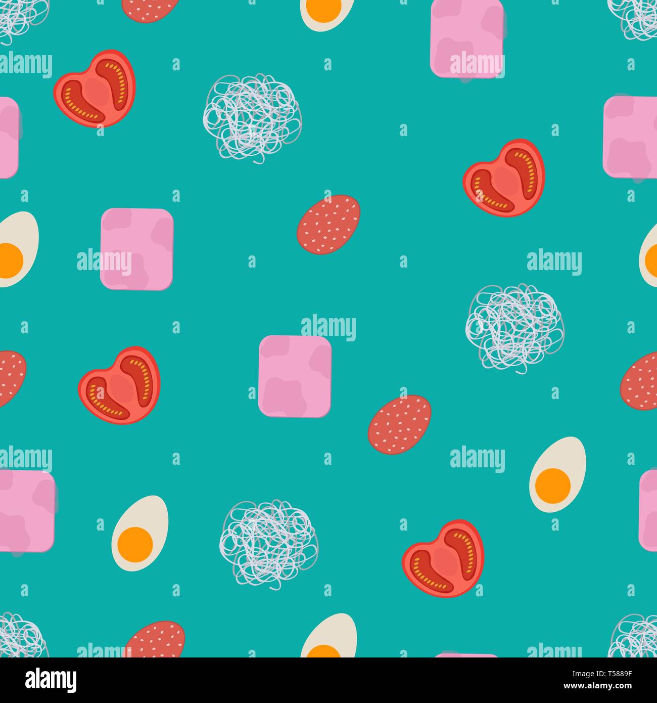 Seamless food pattern. Flat food seamless pattern. Flat food. Vector ...