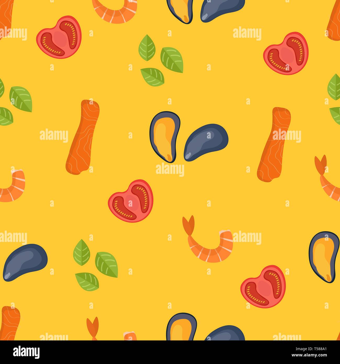Seamless food pattern. Flat food seamless pattern. Flat food. Vector ...
