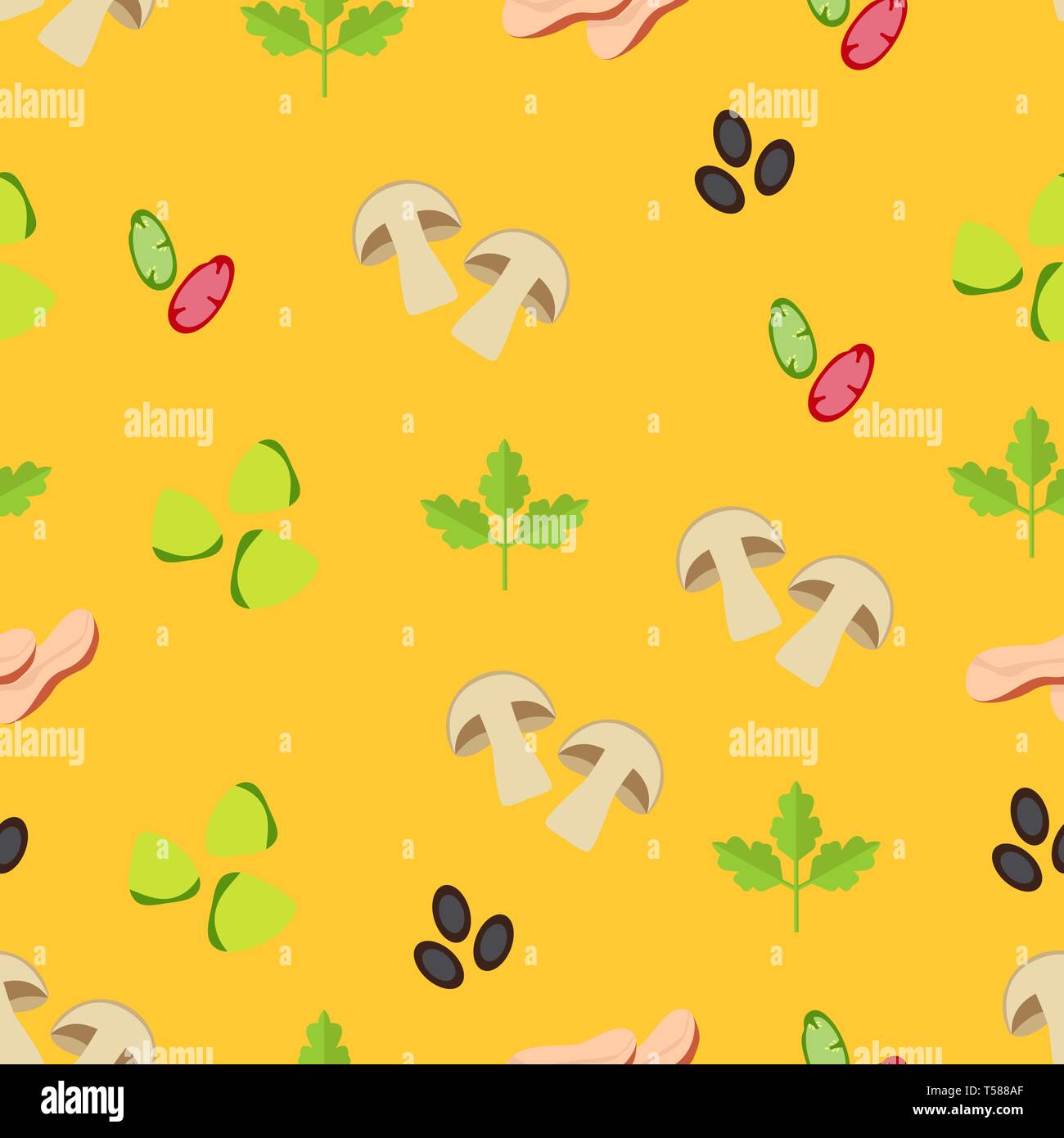 Seamless food pattern. Flat food seamless pattern. Flat food. Vector ...
