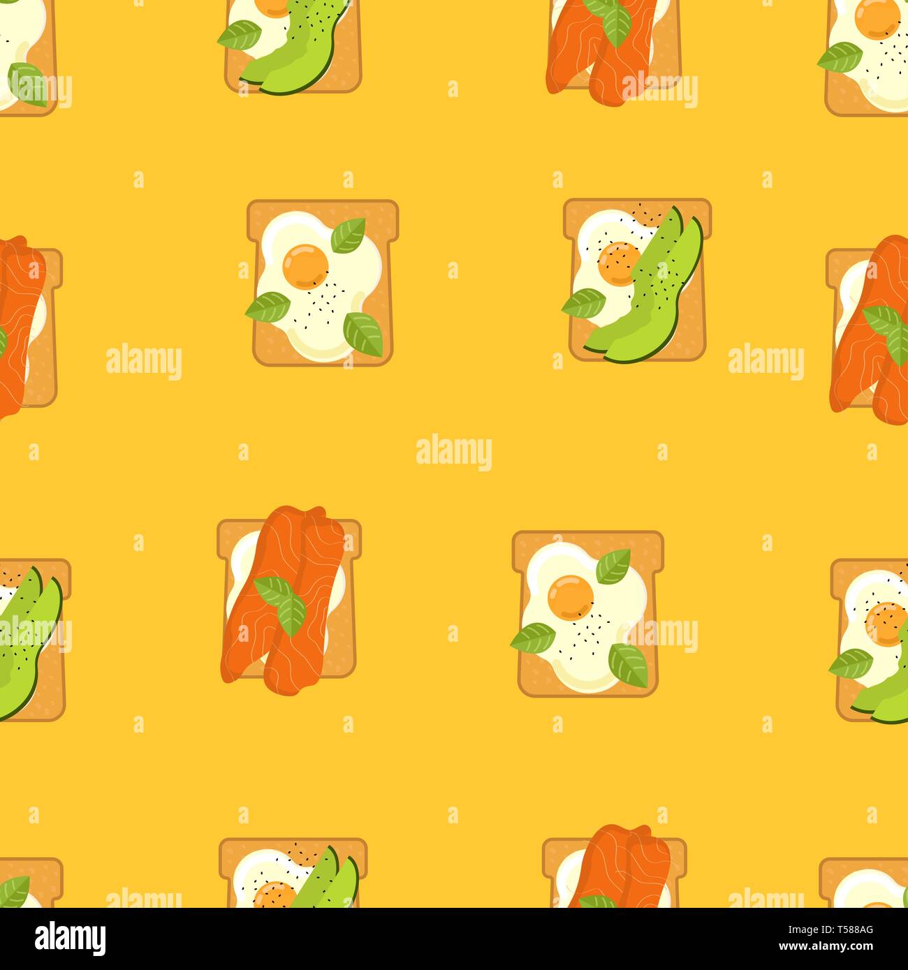 Seamless food pattern. Flat food seamless pattern. Flat food. Vector ...