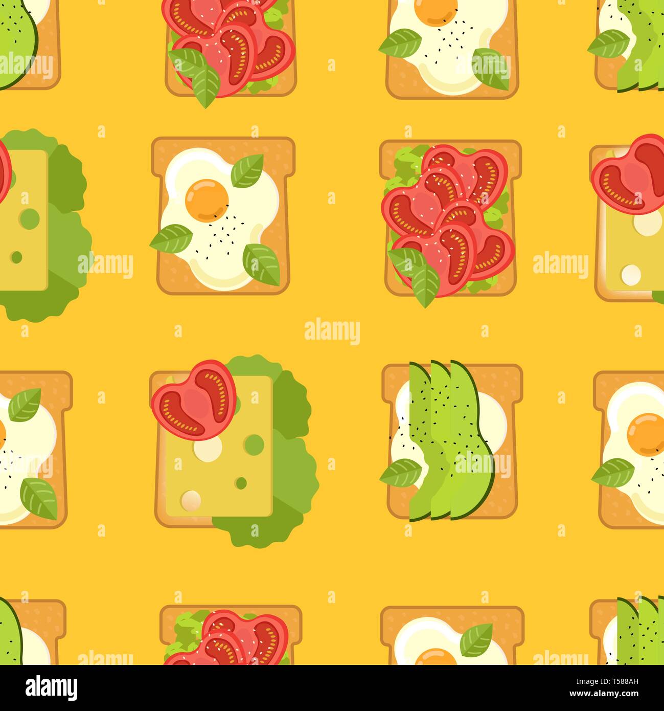 Seamless food pattern. Flat food seamless pattern. Flat food. Vector ...